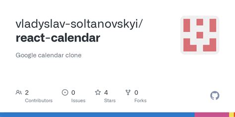 Github Vladyslav Soltanovskyi React Calendar Clone Google Calendar