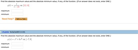 Solved Find The Absolute Maximum Value And The Absolute