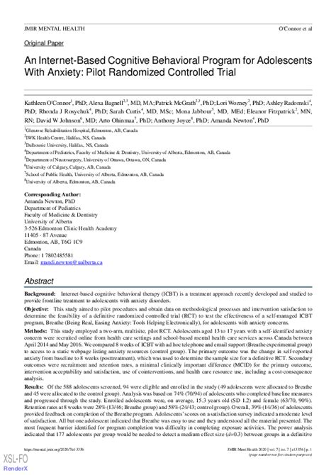 Pdf A Randomized Controlled Pilot Trial Evaluating An Internet Based