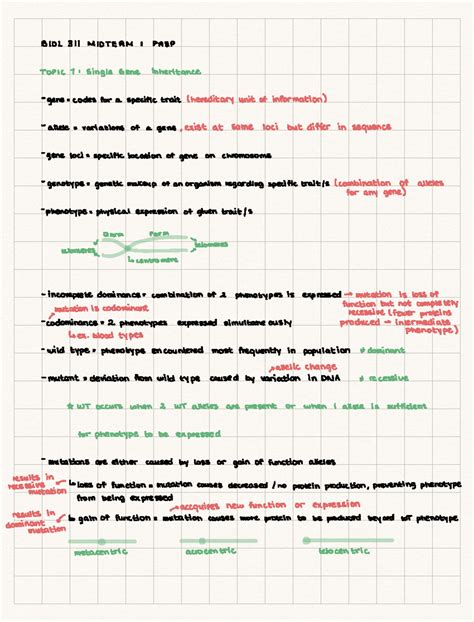 Biol 311 Midterm 1 Prep Notes Biol 311 Midterm Prep Topic 1