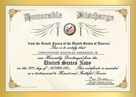 United States Navy Honorable Discharge Certificate On Canvas Navy Emporium