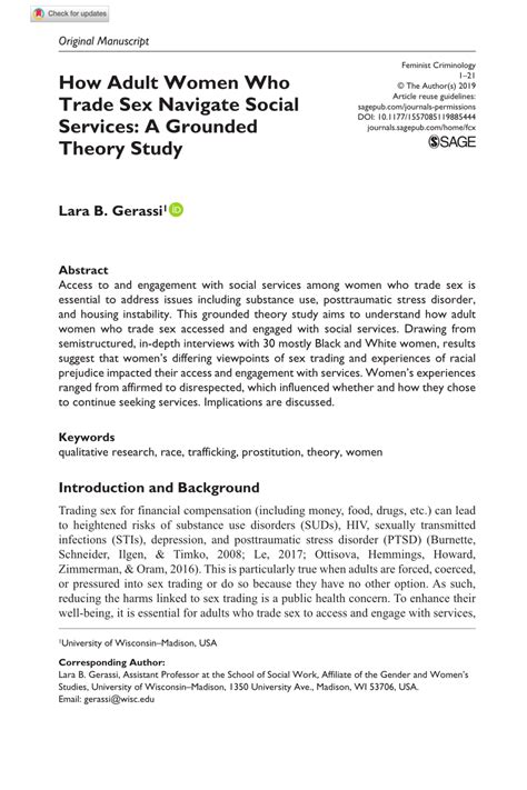 PDF How Adult Women Who Trade Sex Navigate Social Services A Grounded Theory Study