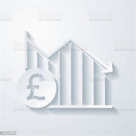 파운드 동전으로 그래프 감소 빈 배경에 종이 잘라내기 효과가 있는 아이콘 0명에 대한 스톡 벡터 아트 및 기타 이미지 0명 3차원 형태 가계 Istock