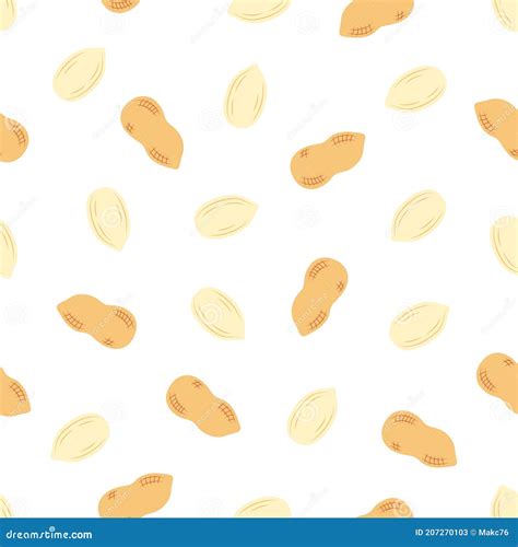 Peanut Seamless Pattern Roasted Peanuts In Shell Background Design For Printing On Wrappers