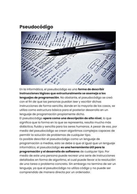 Pseudocódigo Lanotamatematica10 Udocz