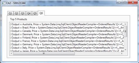 c linq to sql output type not displaying information just