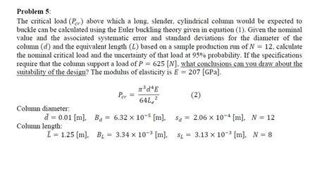 problem 5 the critical load per above which a