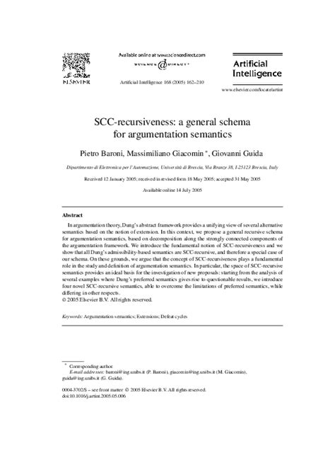 Pdf Scc Recursiveness A General Schema For Argumentation Semantics