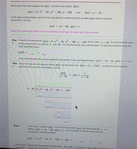 Solved Were Given The Cubic Polynomial P X And The Linear