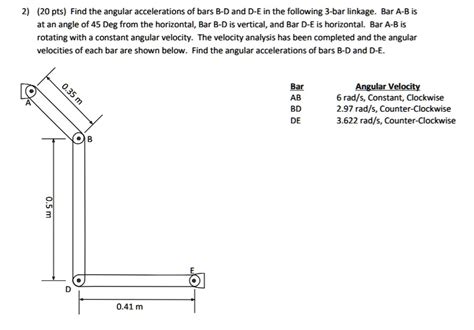 2 20 Pts Find The Angular Accelerations Of Bars B D And D E In The