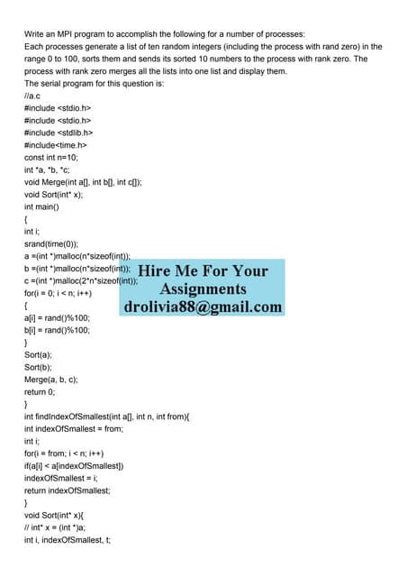 Write An Mpi Program To Accomplish The Following For A Numbepdf
