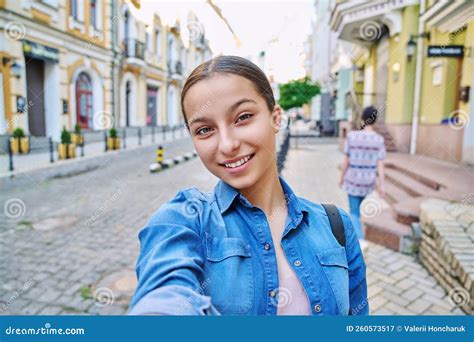 Webcam View Teenage Young Female Student Looking At Camera Stock Image