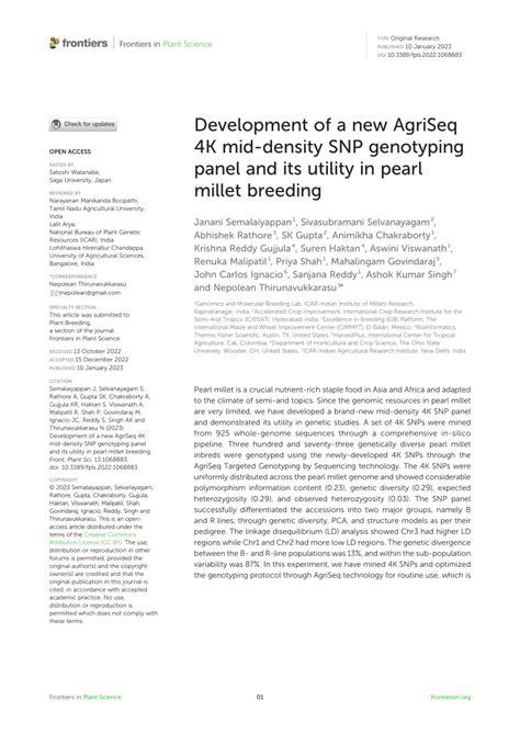 Pdf Development Of A New Agriseq 4k Mid Density Snp Genotyping Panel