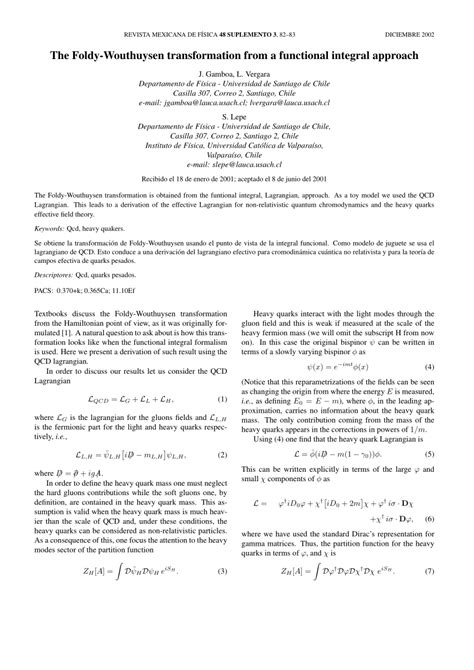 Pdf The Foldy Wouthuysen Transformation From A Functional Integral Approach