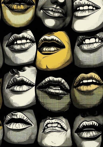 Premium Photo Illustration Woman Poster Female Abstract Lips Kiss