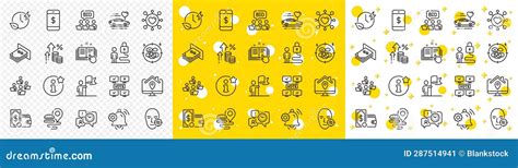outline stress inflation and online voting line icons for web app