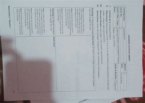 LEARNING ACTIVITY SHEET Activity No StudyX
