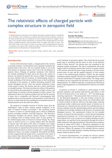 Pdf The Relativistic Effects Of Charged Particle With Complex