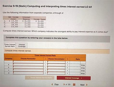 Solved Exercise 9 19static Computing And Interpreting Times Interest