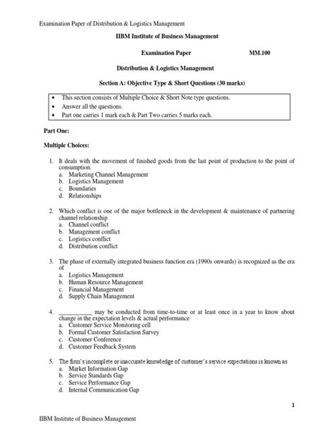 Distribution Logistics Management Pdf Warehouse Logistics