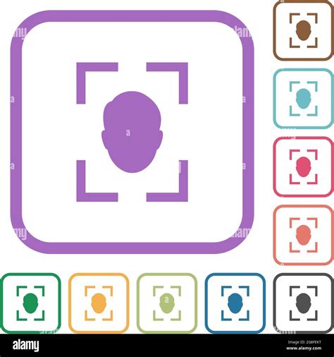 Camera Selfie Mode Simple Icons In Color Rounded Square Frames On White Background Stock Vector