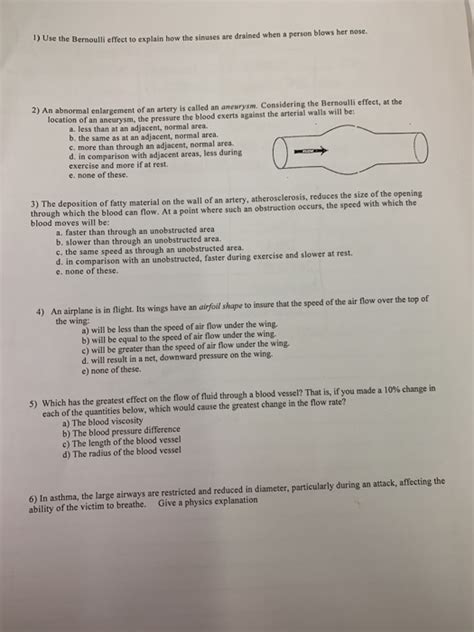 Solved The Bernoulli Efect To Explain How The Sinuses Are