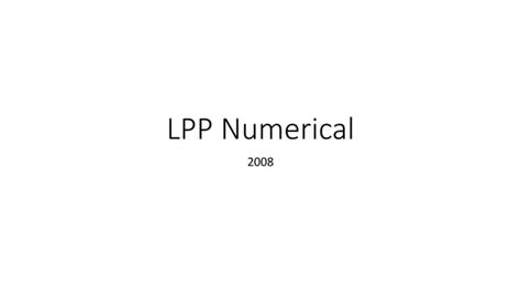 Lpp Numerical PPT