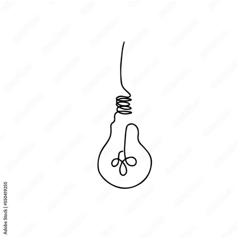 Continuous Single One Line Drawing Light Bulb Symbol Idea And