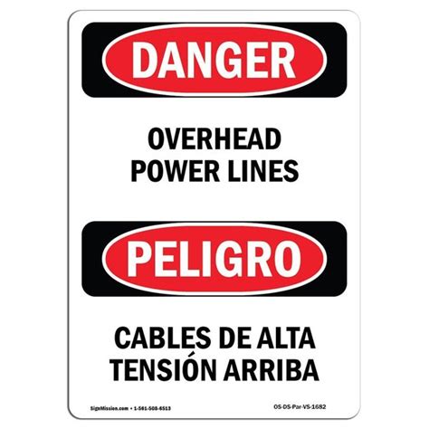 Signmission Safety Sign Osha Danger 14 Height Aluminum Overhead