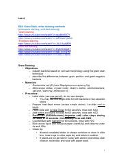 Ex 4Gram Staining And Other Stainings Pdf Lab 4 EX4 Gram Stain Other Staining Methods