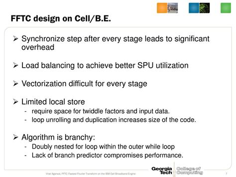 ppt fftc fastest fourier transform on the ibm cell broadband engine