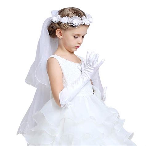 Guantes de boda sólidos para niñas manoplas de bo Grandado
