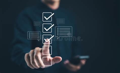 Businessman Interacting With Digital Checklist Interface Correct Sign Mark In Checkbox For