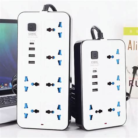 Power Strip 6 Power Socket With 3 Usb Ports Charger 1 Type C Uk Plug Fast Charging 2m Universal