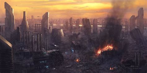 An Image Of A City That Looks Like It Is In The Middle Of A Fire