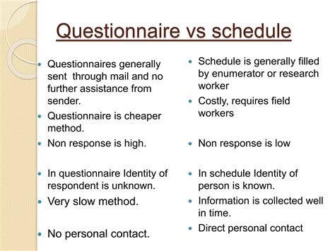 Data Collection Tools Questionnaire Vs Schedule Pptx