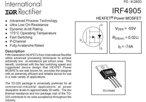 Unlocking The Potential Comprehensive Analysis Of The Irf4905 Datasheet
