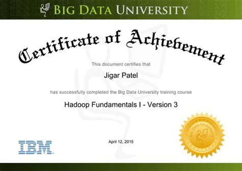 Hadoop Fundamentals Certificate Pdf