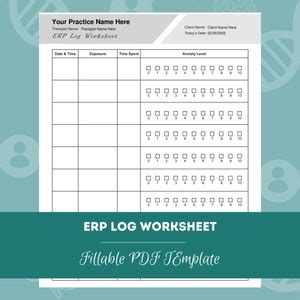 Erp Log Worksheet Editable Fillable Pdf Template For Counselors