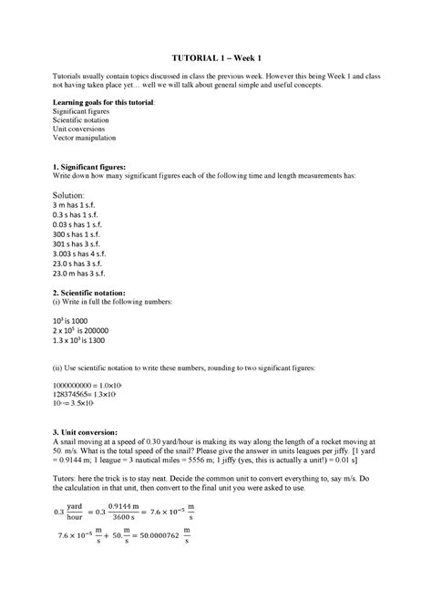 Tutorial 1 Week 1 Basics Solutions 1 Tutorial 1 Week 1 Tutorials Usually Contain Topics