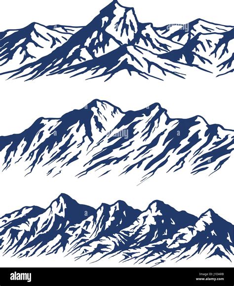 Set Mountain Range Silhouettes Stock Vector Images Alamy