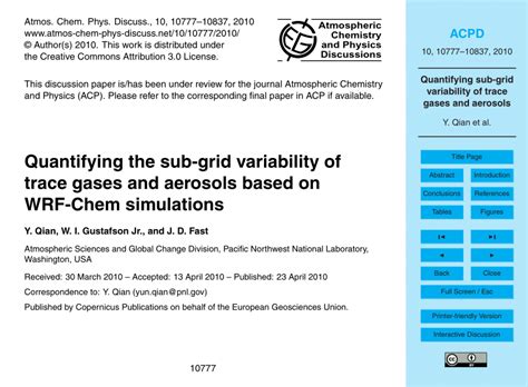 Pdf Quantifying The Sub Grid Variability Of Trace Gases And Aerosols