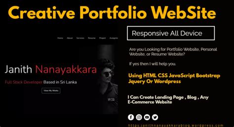 Create Portfolio Website Resume Website Using Html Css Bootstrap By Janithinduwara Fiverr