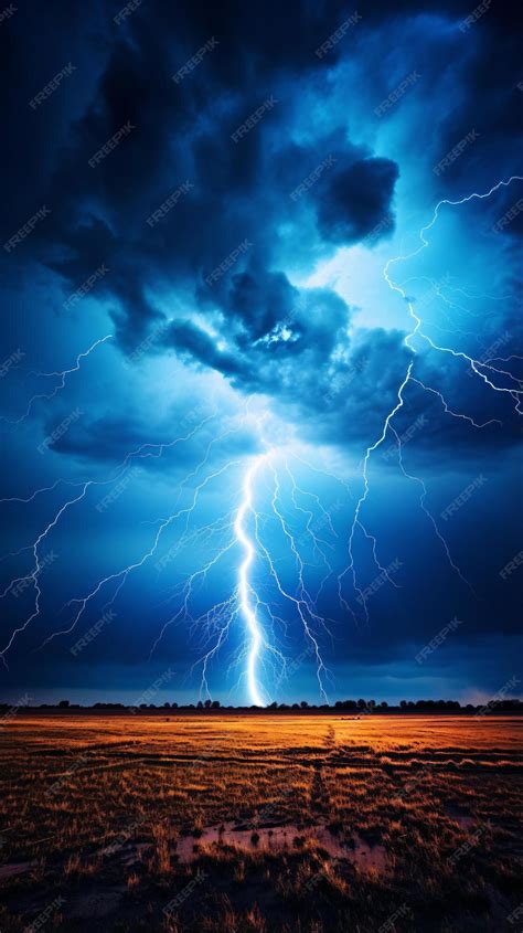 Premium Ai Image Lightning Striking A Field