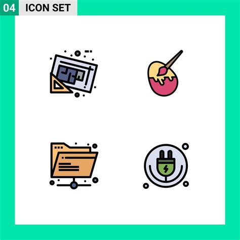 Set Of 4 Modern Ui Icons Symbols Signs For Blueprint Folder Tools