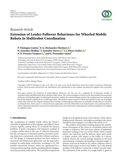 pdf extension of leader follower behaviours for wheeled mobile robots