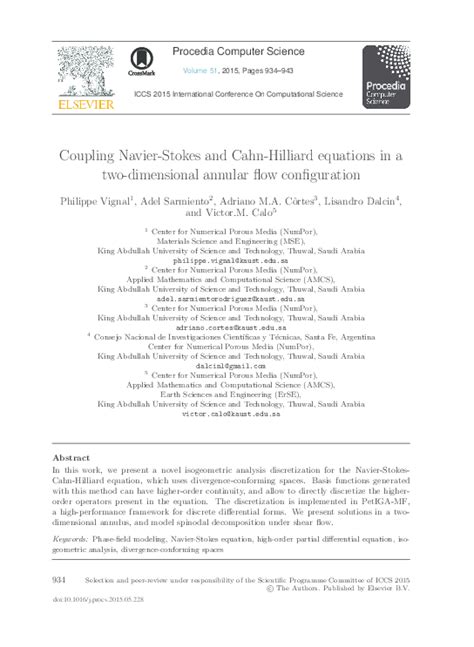 Pdf Coupling Navier Stokes And Cahn Hilliard Equations In A Two Dimensional Annular Flow