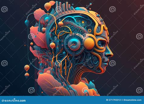 A Robot Head With Detailed Microchips The Concept Of Technology And