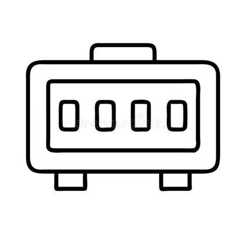 Simple Line Drawing Of A Four Slot Electrical Connector Plug With