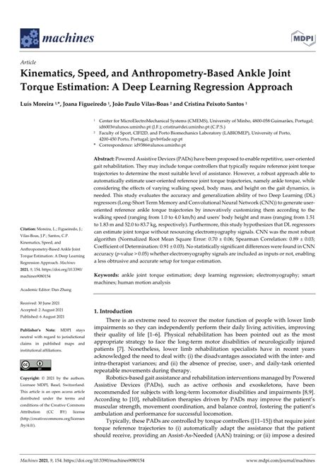 Pdf Kinematics Speed And Anthropometry Based Ankle Joint Torque